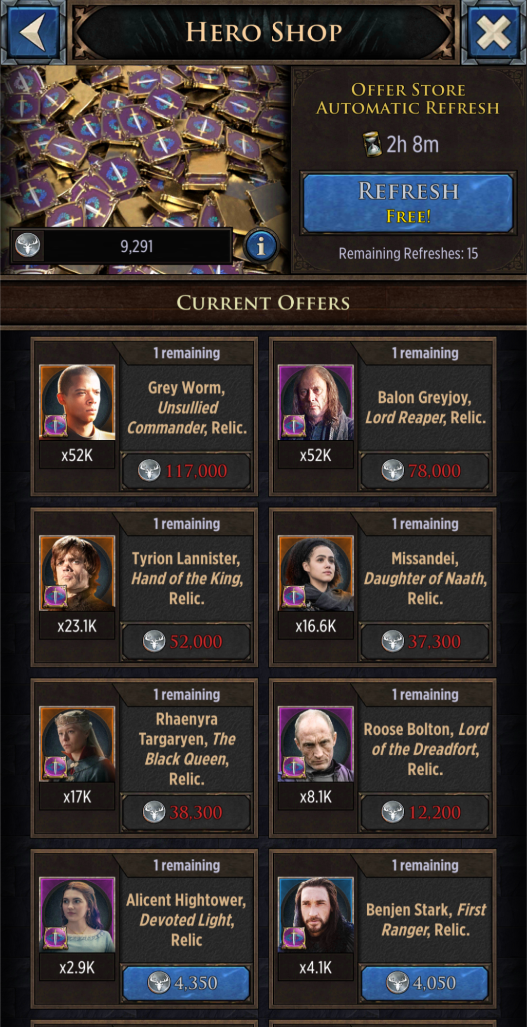 Hero Shop : Guide – Game of Thrones: Conquest